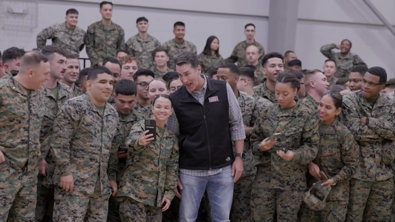 Actor Rob Riggle Surprises Marines at Camp Pendleton