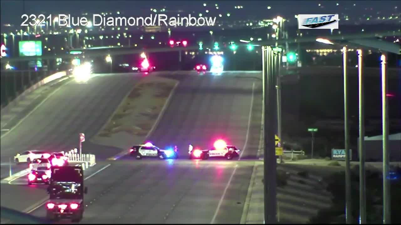 Motorcycle crash closes down Blue Diamond at Jones Tuesday morning