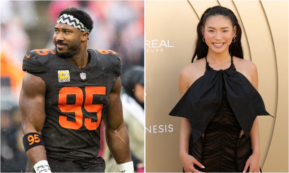 Myles Garrett and Chloe Kim had cutest sideline kiss before Browns win