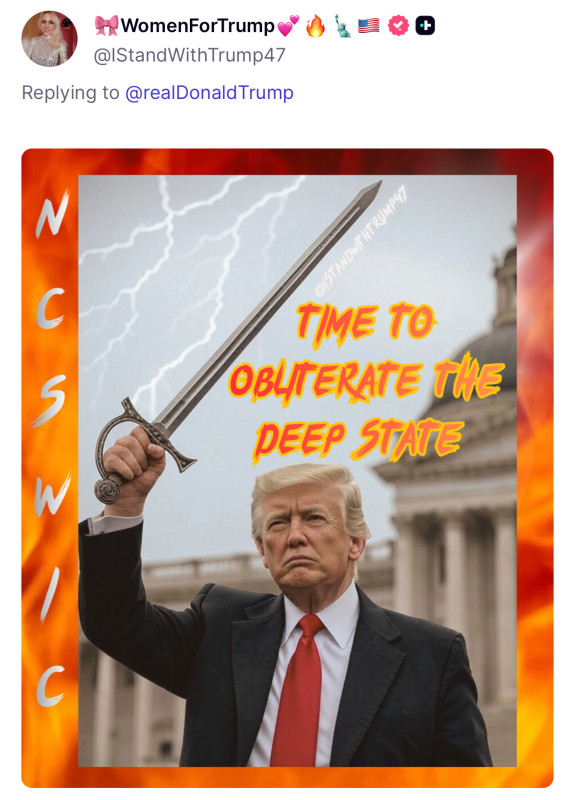 ‘Slayer of the Deep State”— Trump Shared Sword Themed QAnon Posts