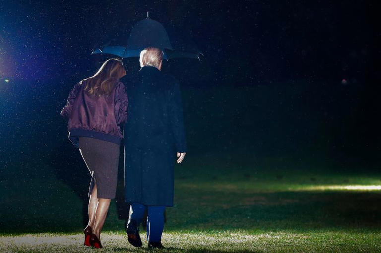 Trump accused of using Melania as 'walking cane' as president spotted ...
