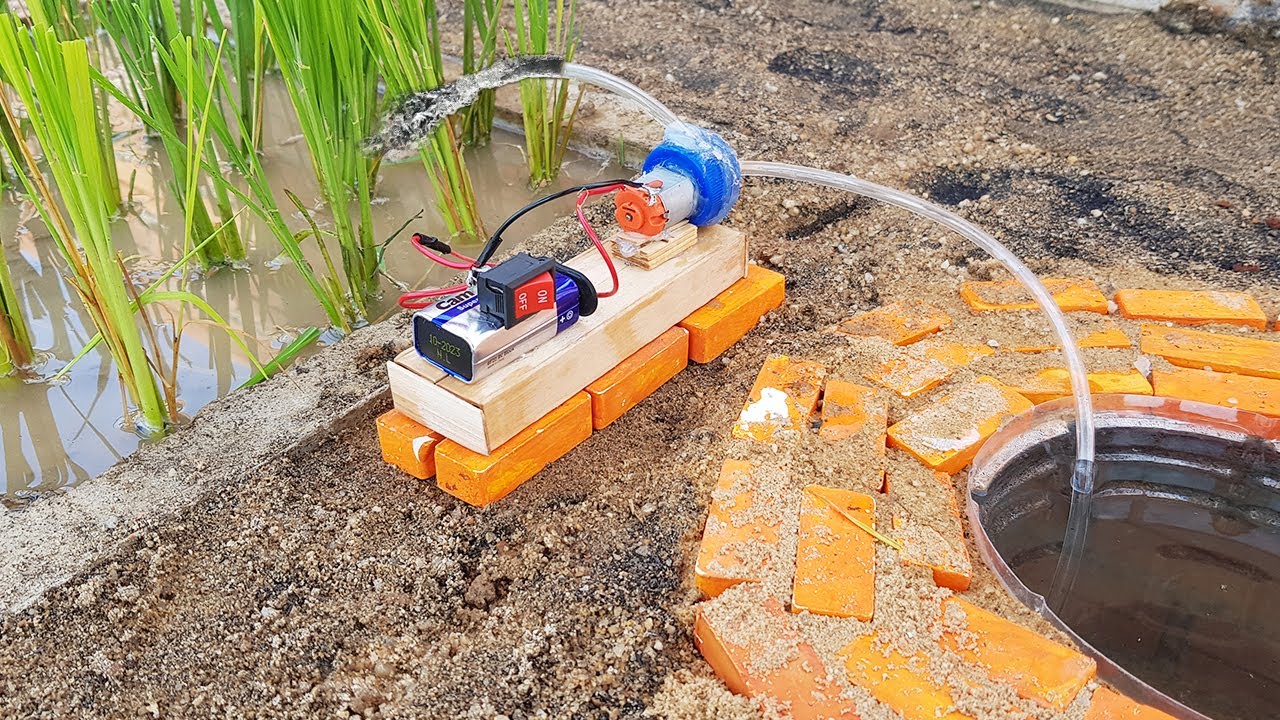 How to make mini water pump supply rice farm - DIY mini science project