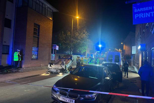 One person injured in overturned car crash in Winchester