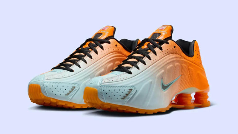 Nike Shox R4 Returns In A Striking “Vivid Orange/Glacier Blue” Gradient