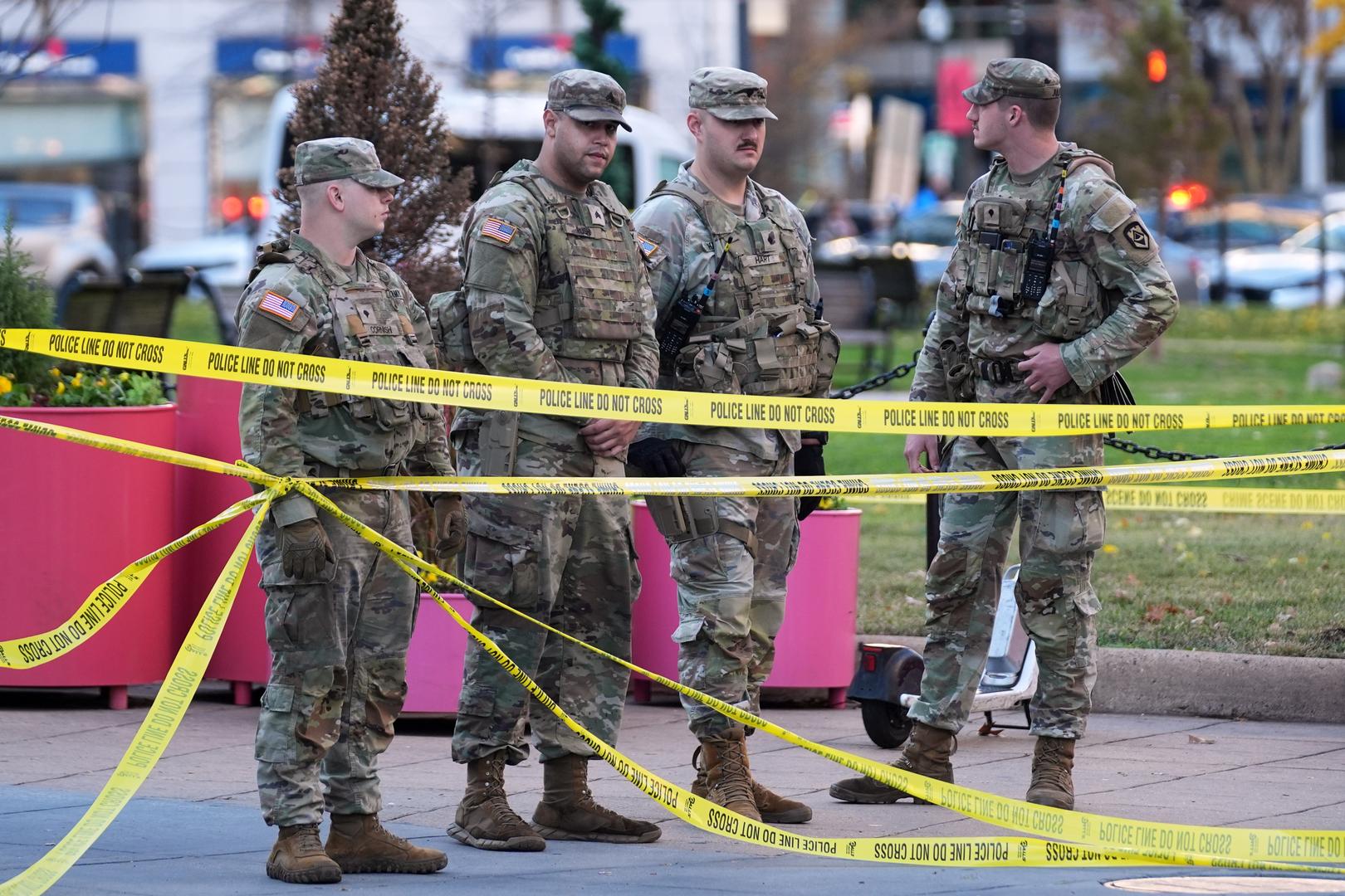 Security at scene after two National Guard members were shot near the ...