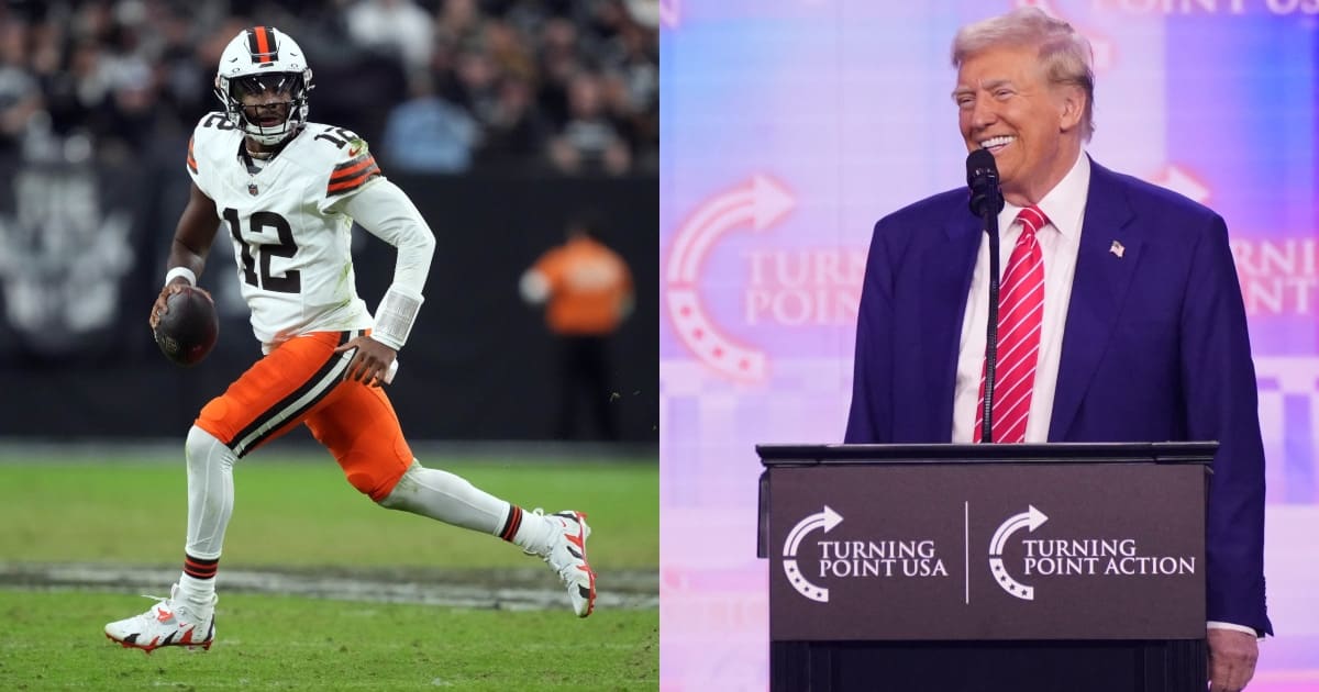 Browns QB Shedeur Sanders reacts to support from President Donald Trump