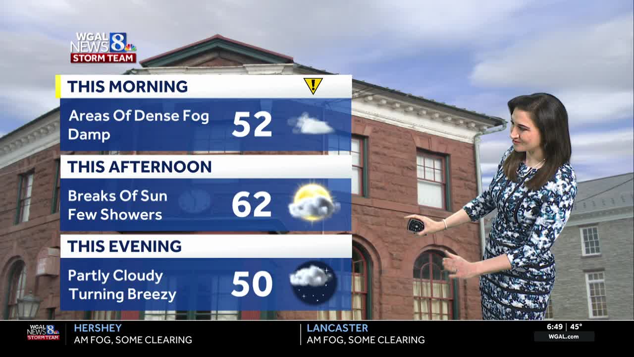 Dense morning fog, warmest day of the week in south-central Pennsylvania