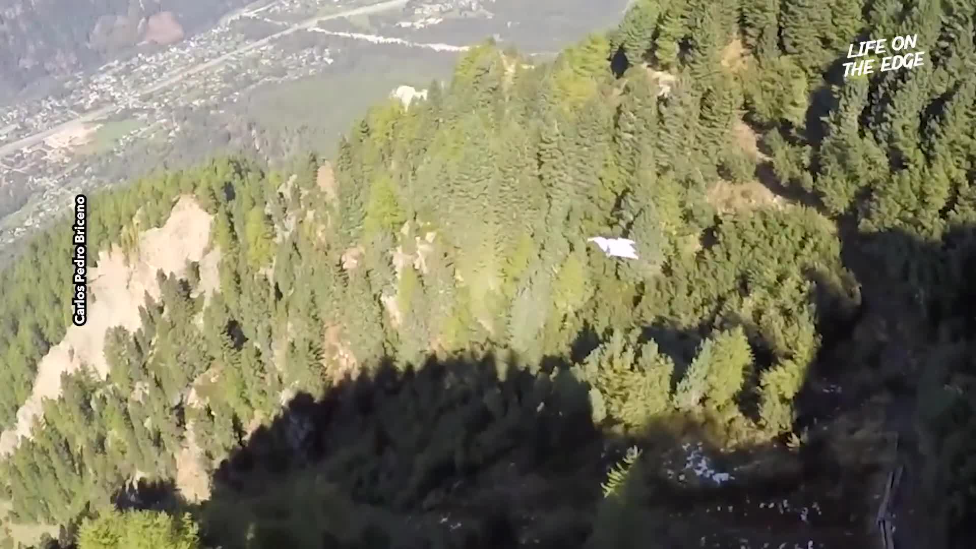 Base jumping through glaciers