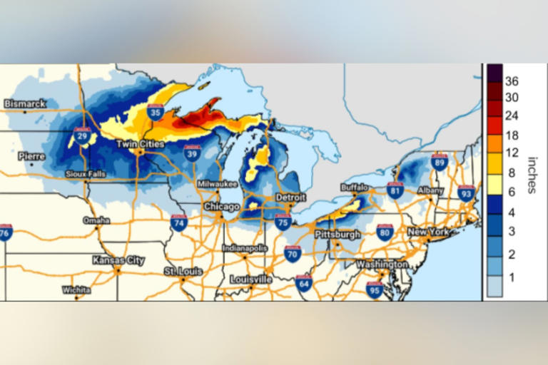 Winter storm map shows states where heaviest snow is expected