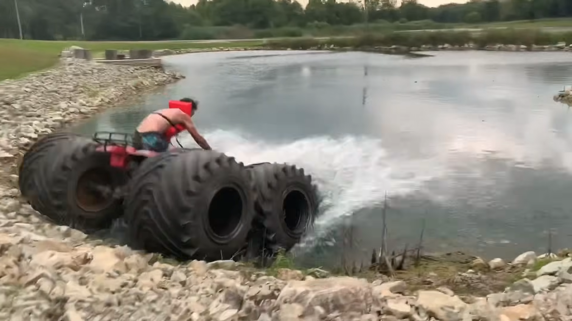 Man Drives His Four-Wheeler Into a Lake