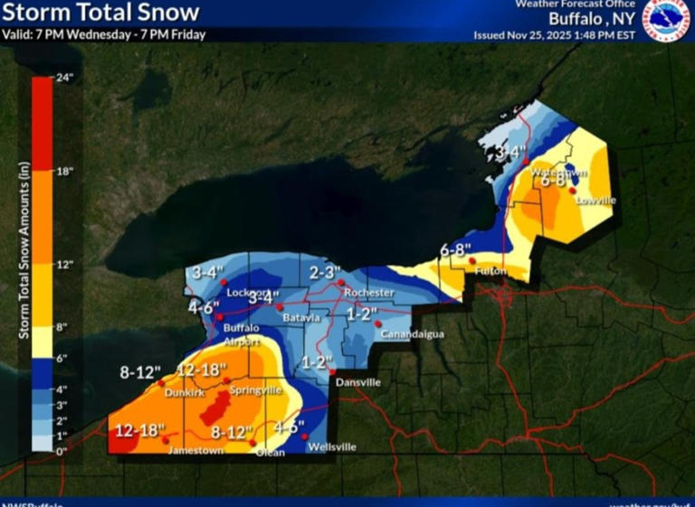 New York map shows where will get hit hardest by Thanksgiving winter storm
