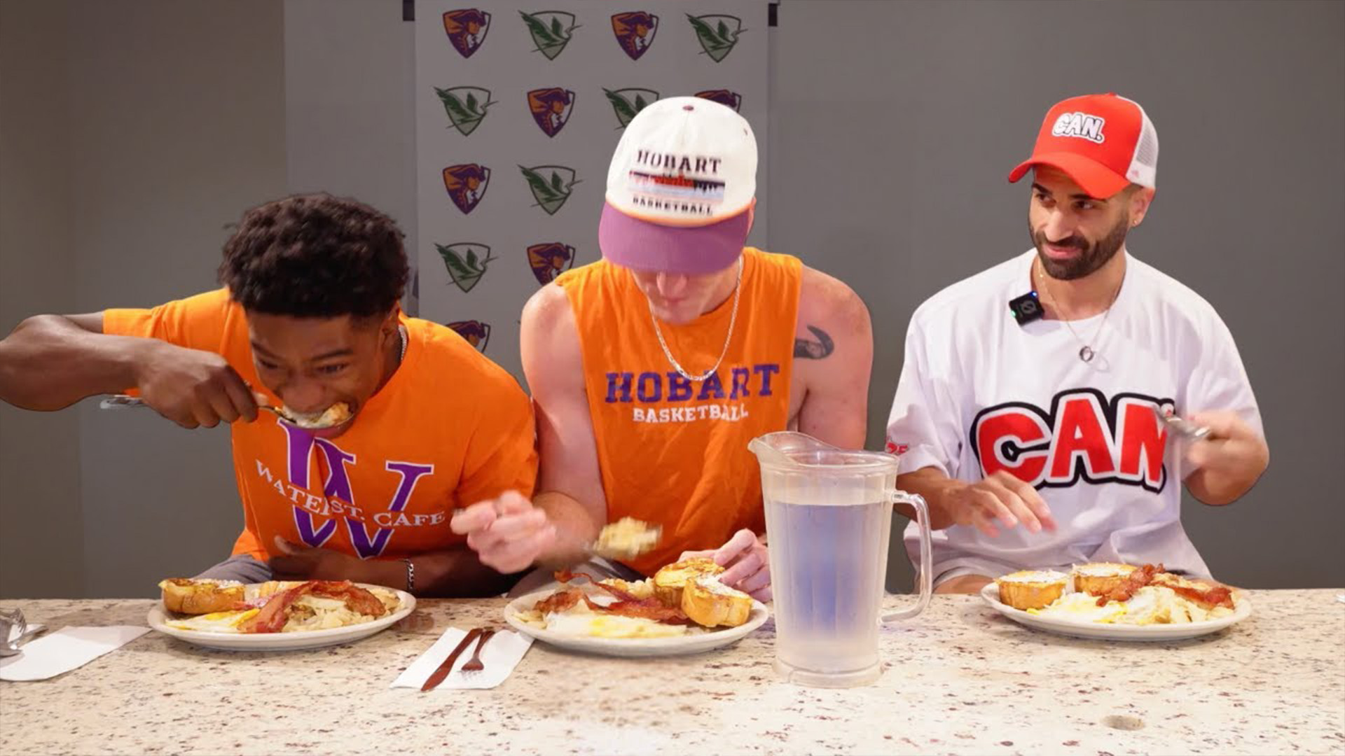 Facing Two College Athletes in a Breakfast Challenge