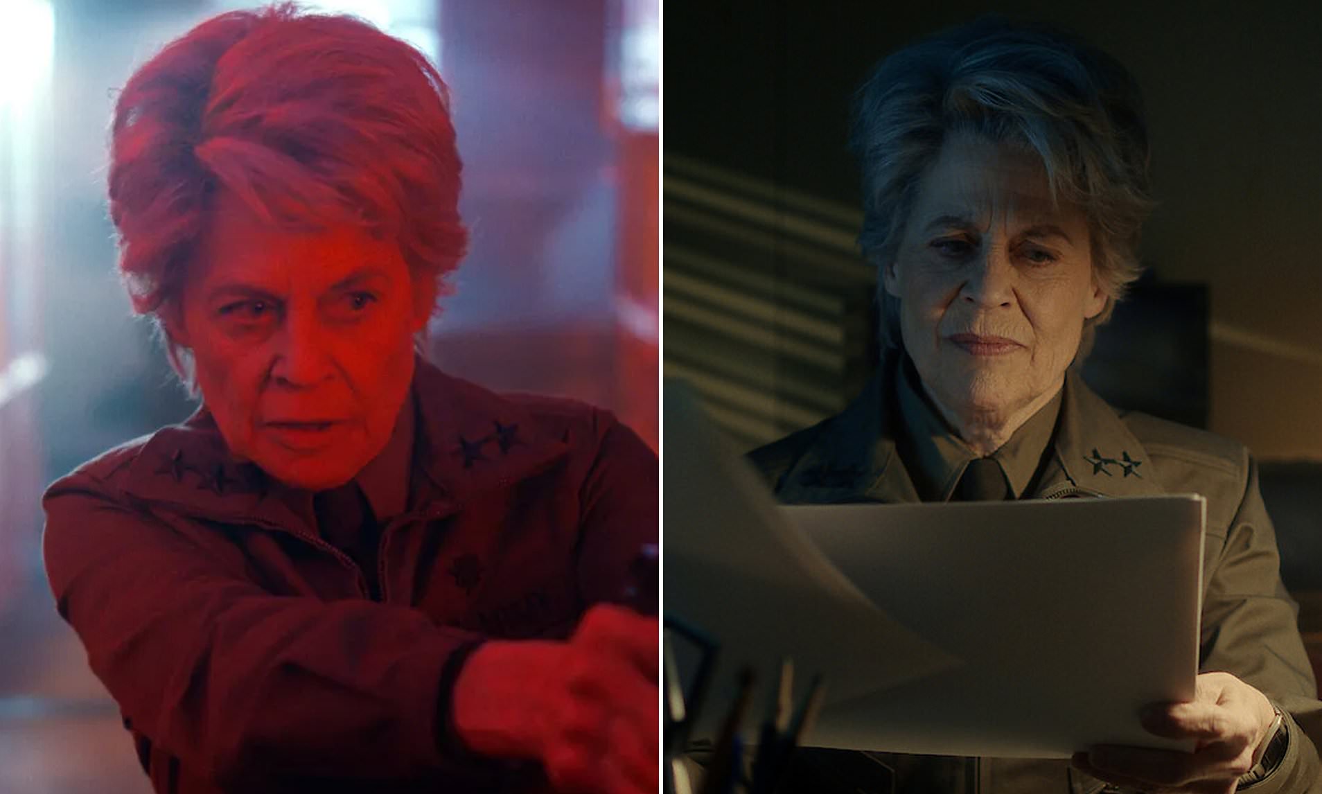Linda Hamilton makes surprise appearance as a gun-toting scientist in ...