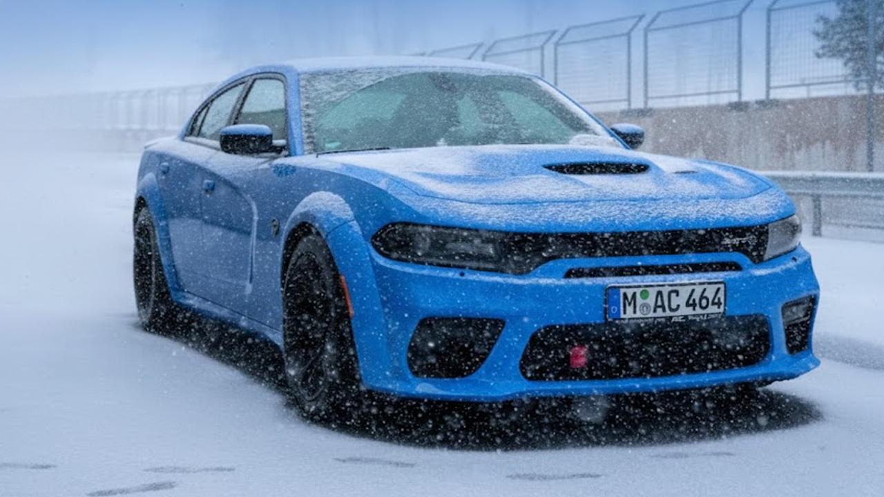 Dodge Charger Hellcat SRT on Snow Track