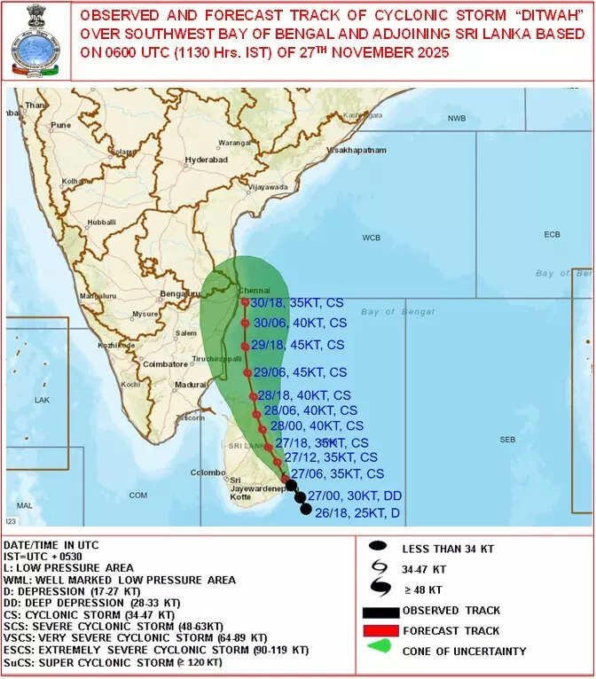 Cyclone 'Ditwah' alert: Storm forms over Bay of Bengal, landfall likely ...