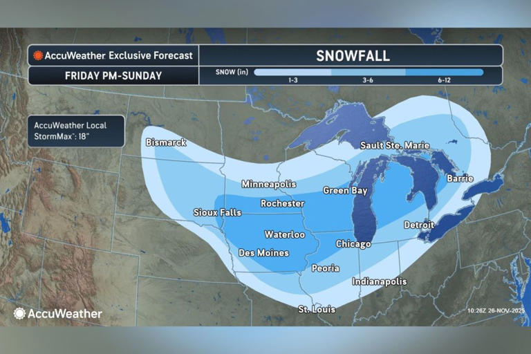 Winter storm map shows where up to 12 inches of snow could strike