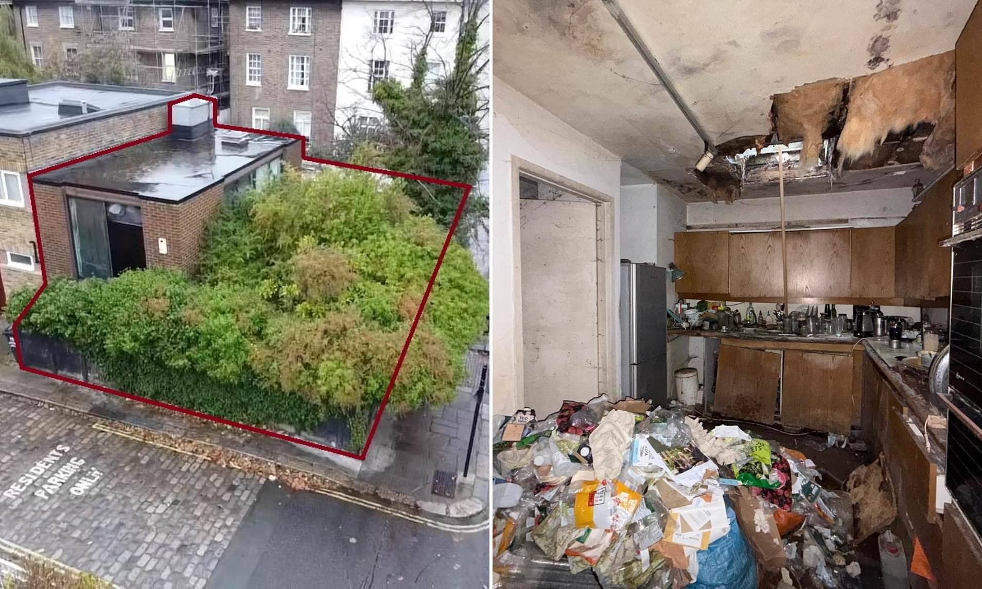 Derelict house with overgrown garden and caving in ceiling goes on the ...