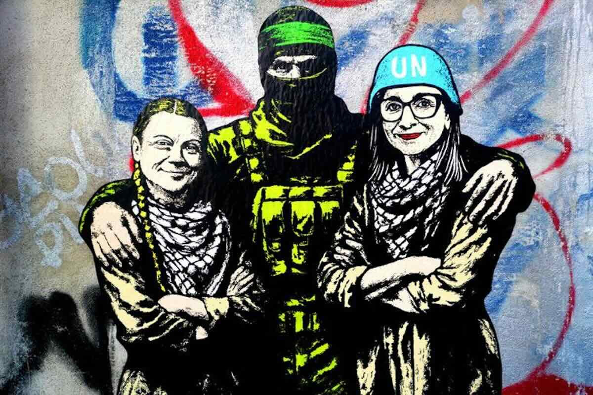 Francesca Albanese e Greta Thunberg arruolate da Hamas, il murales ...