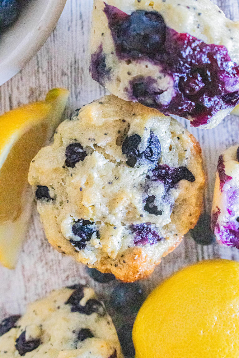 Easy Lemon Poppyseed Blueberry Muffins