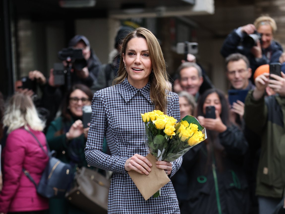 In Houndstooth Dress: Princess Kate Visits Passion Project