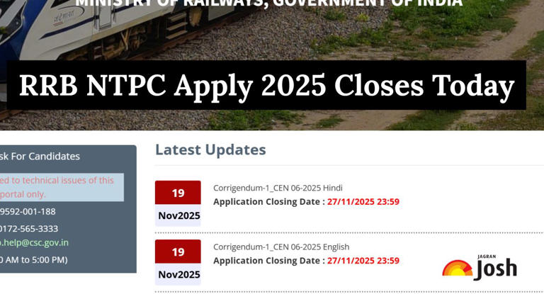 RRB NTPC Apply Online 2025 Last Date Extended for Undergraduate, Apply ...