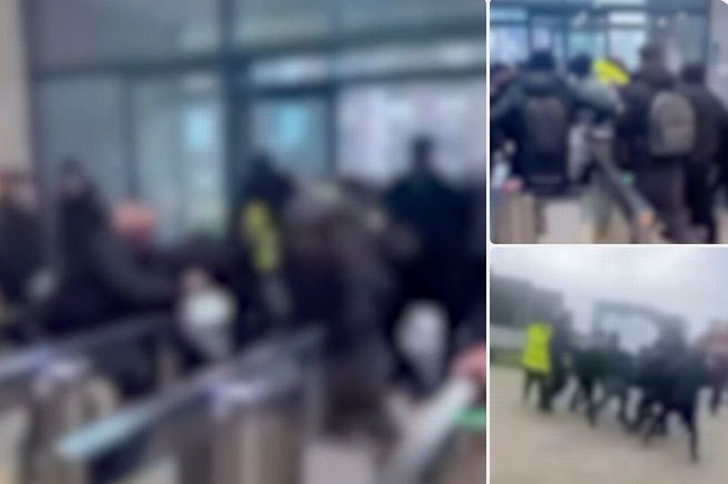 Security barriers hurled as college fight between youths descends into ...