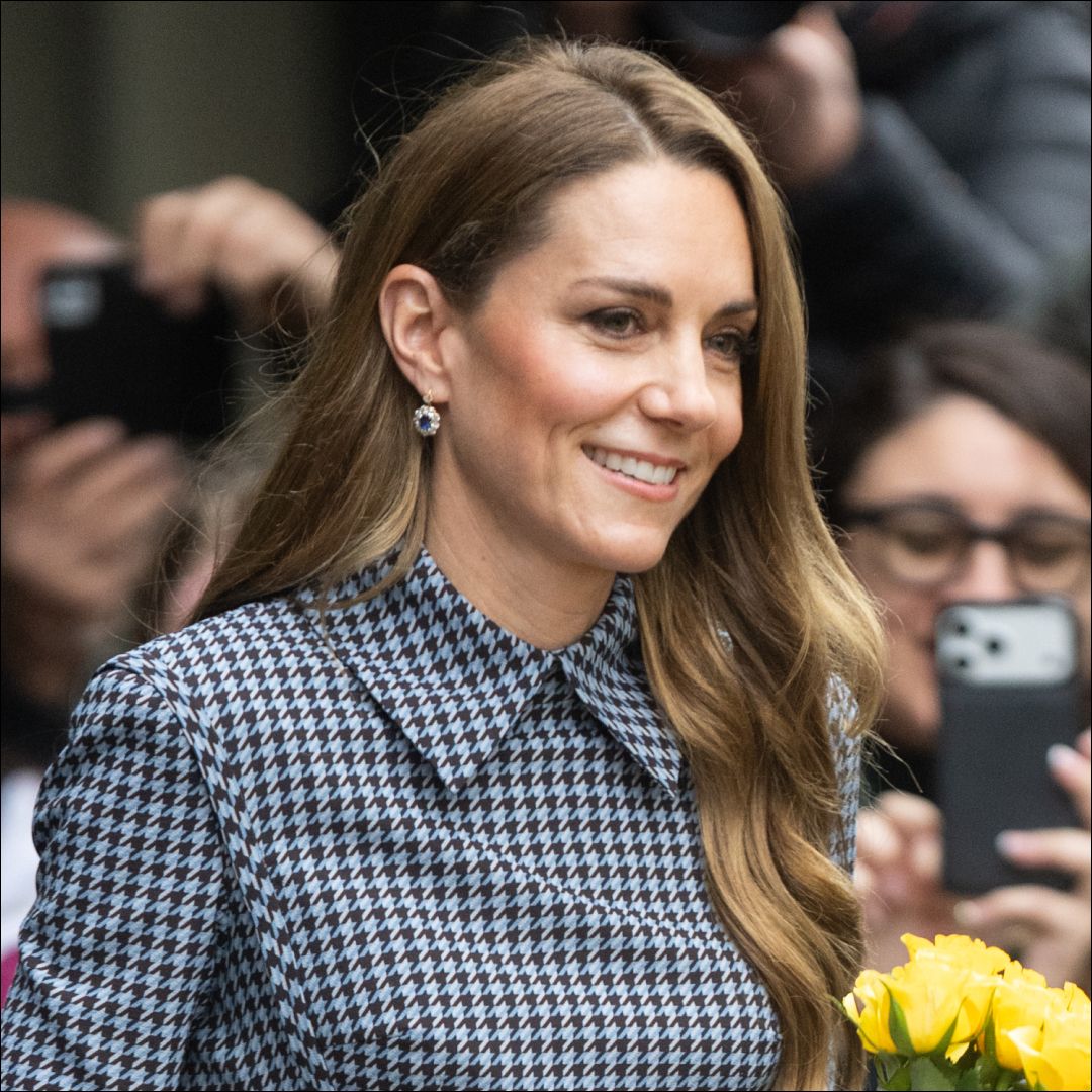 Princess Kate Styles Her Brand New Bag With a Classic Houndstooth Dress