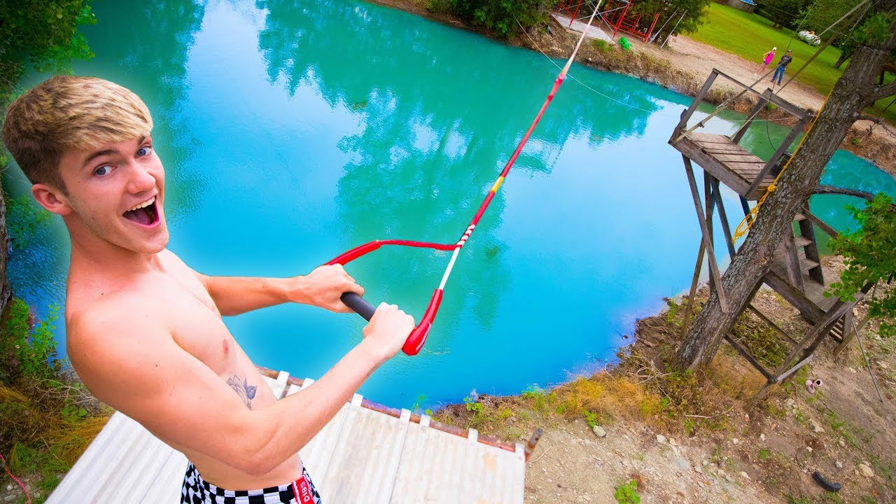 Insane homemade rope swing launched successfully