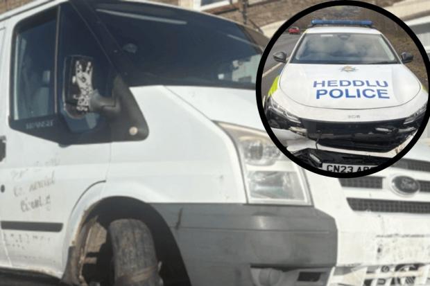 Dangerous van driver wanted by police after deliberately ramming police car