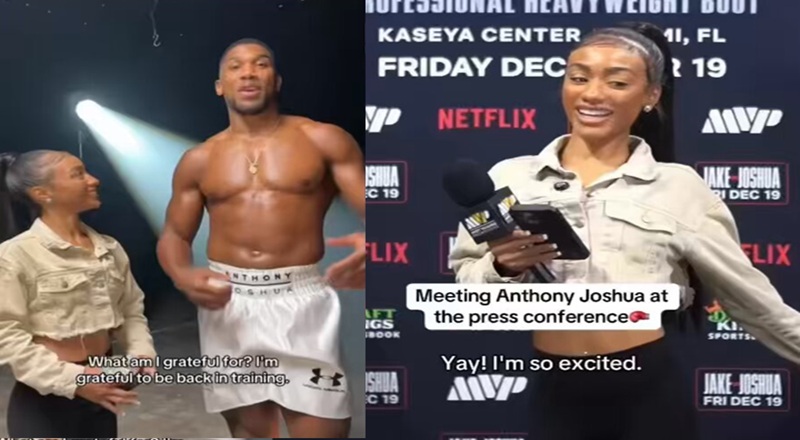 Taylor Champ gets taken aback by Anthony Joshua’s size during Netflix ...