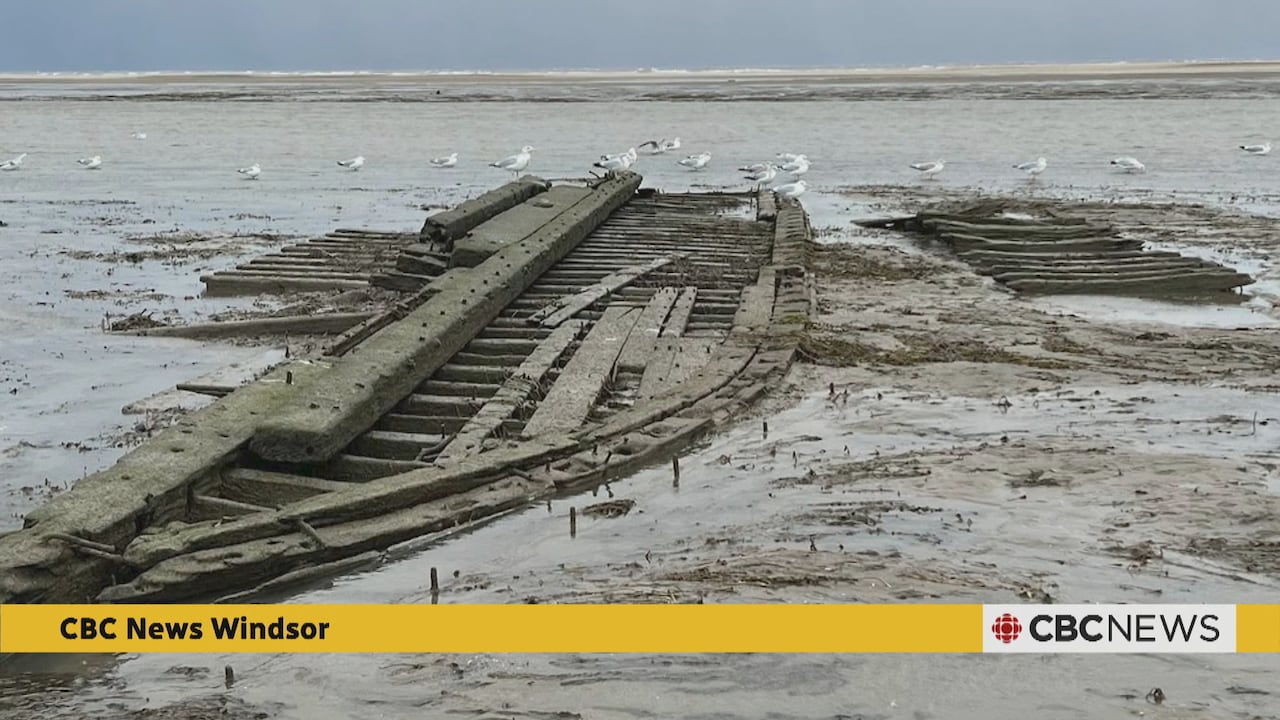 Shallow water levels unearth shipwreck on Lake Erie