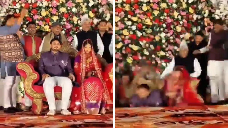 UP Viral Video: Stage Collapses In Ballia Wedding As BJP Leaders Bless ...