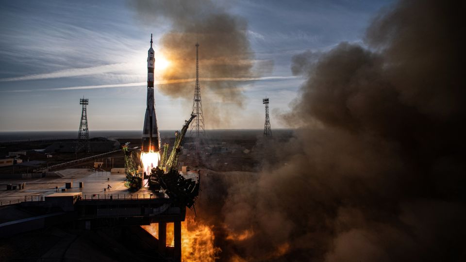 Launch pad damaged as Russian rocket blasts off for space station ...