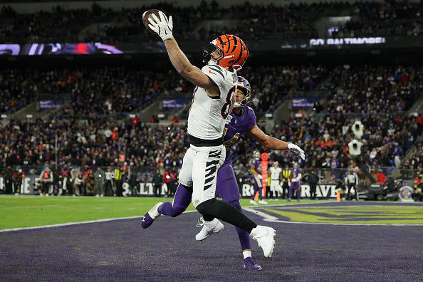 Bengals tight end Tanner Hudson makes one-handed TD catch vs Ravens