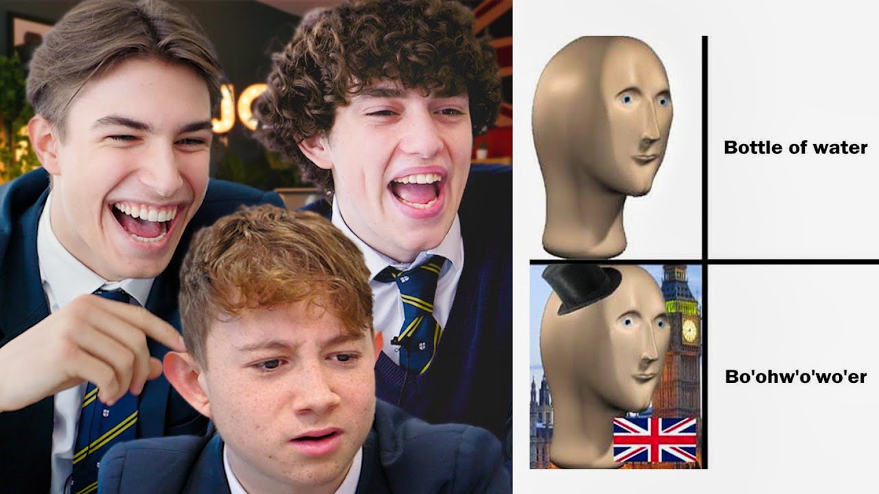 British schoolboys react to hilarious UK stereotypes & memes!