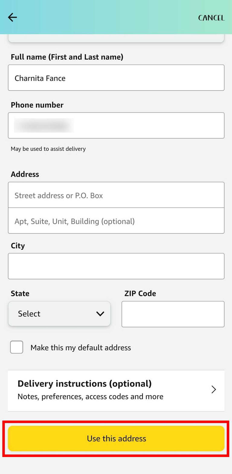 How to change the shipping address on an Amazon order