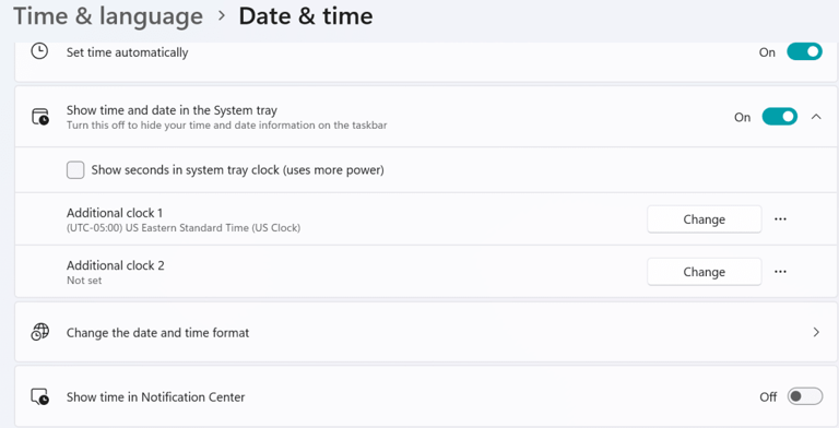 How to set up additional clocks in Windows 11
