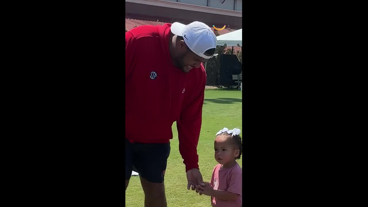 Coach's Daughter Enters Huddle To Reveal Sibling On The Way | Happily TV