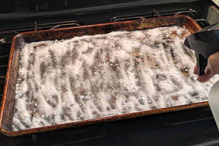 My favorite method for cleaning stained baking sheets is pure magic ...