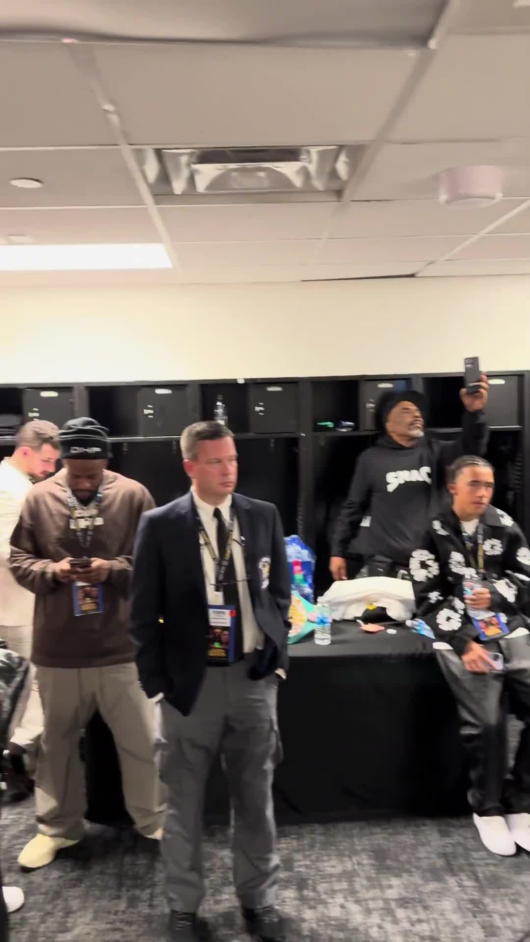 ASAP Ferg, Joey Badass, and 21 Savage in locker room with Devin Haney