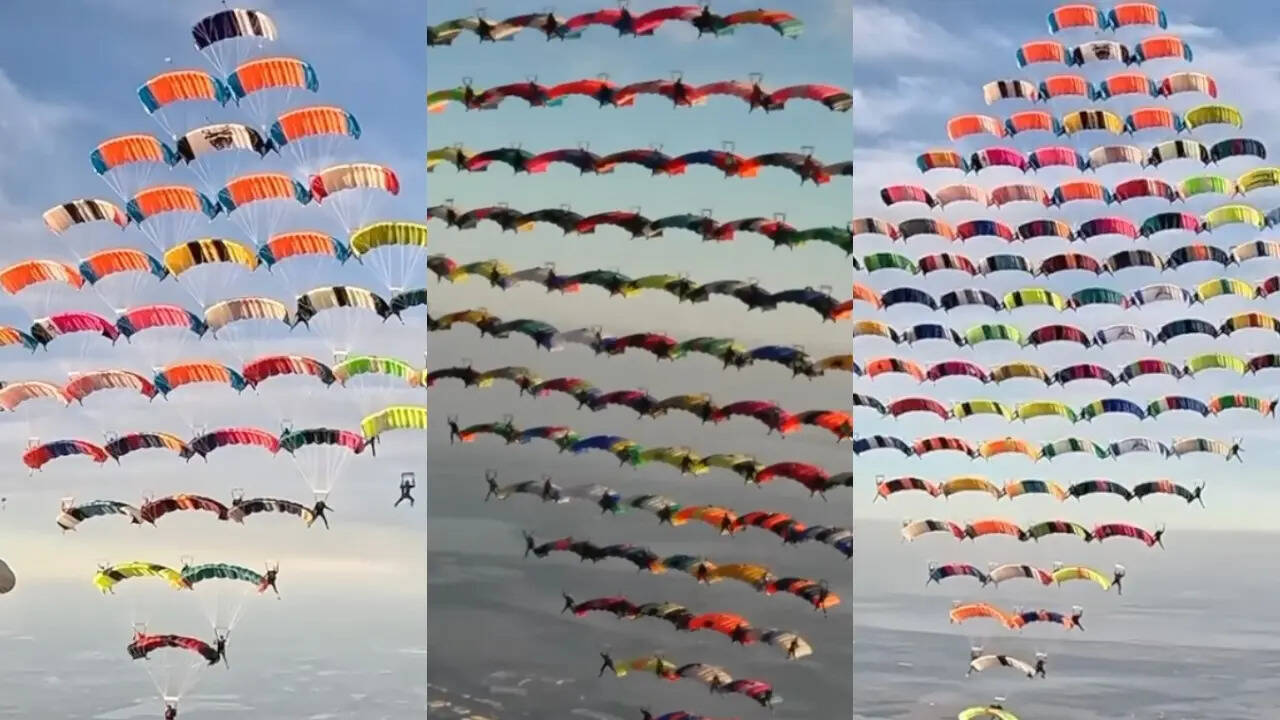 Jaw-Dropping Video Shows 104 Skydivers’ Never-Seen-Before Mid-Air Stunt ...