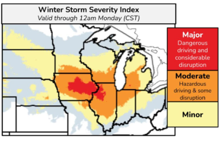 Winter storm map shows states where "widespread heavy snow" will fall