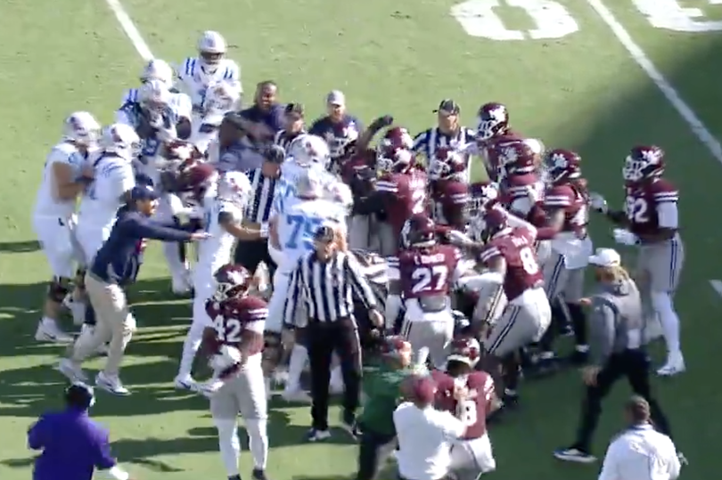Egg Bowl fight breaks out as Ole Miss and Mississippi State players ...