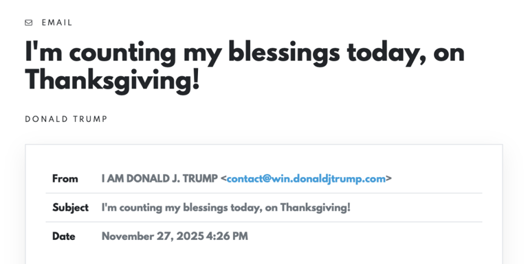 "Do You Love Me?"— Trump Asked for Cash In Bizarre Thanksgiving Email