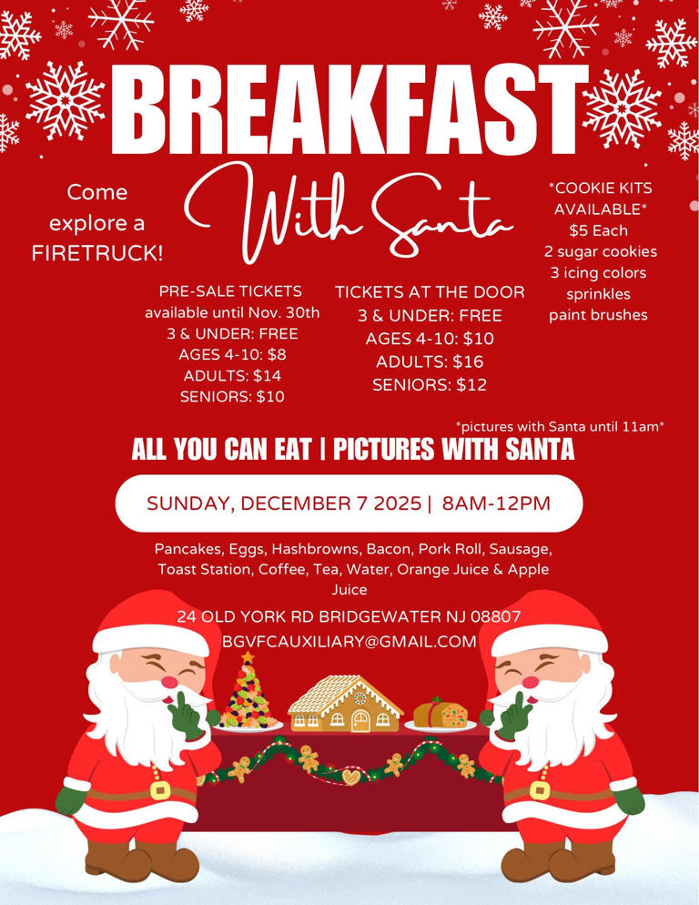 Breakfast With Santa To Support Bradley Gardens Volunteer Fire Department