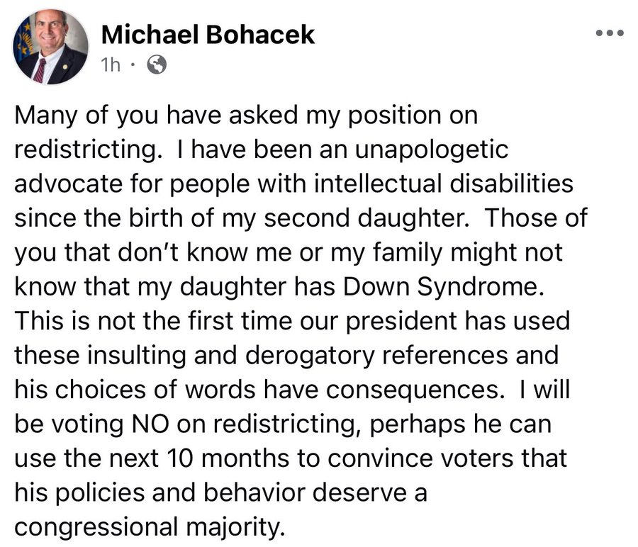 "Words have consequences" | Indiana Senator Mike Bohacek has declared to vote against Trump's ...