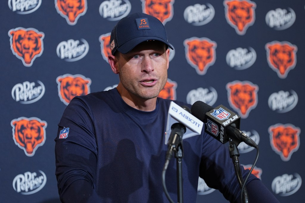 Bears coach Ben Johnson rips shirt off after victory in epic moment