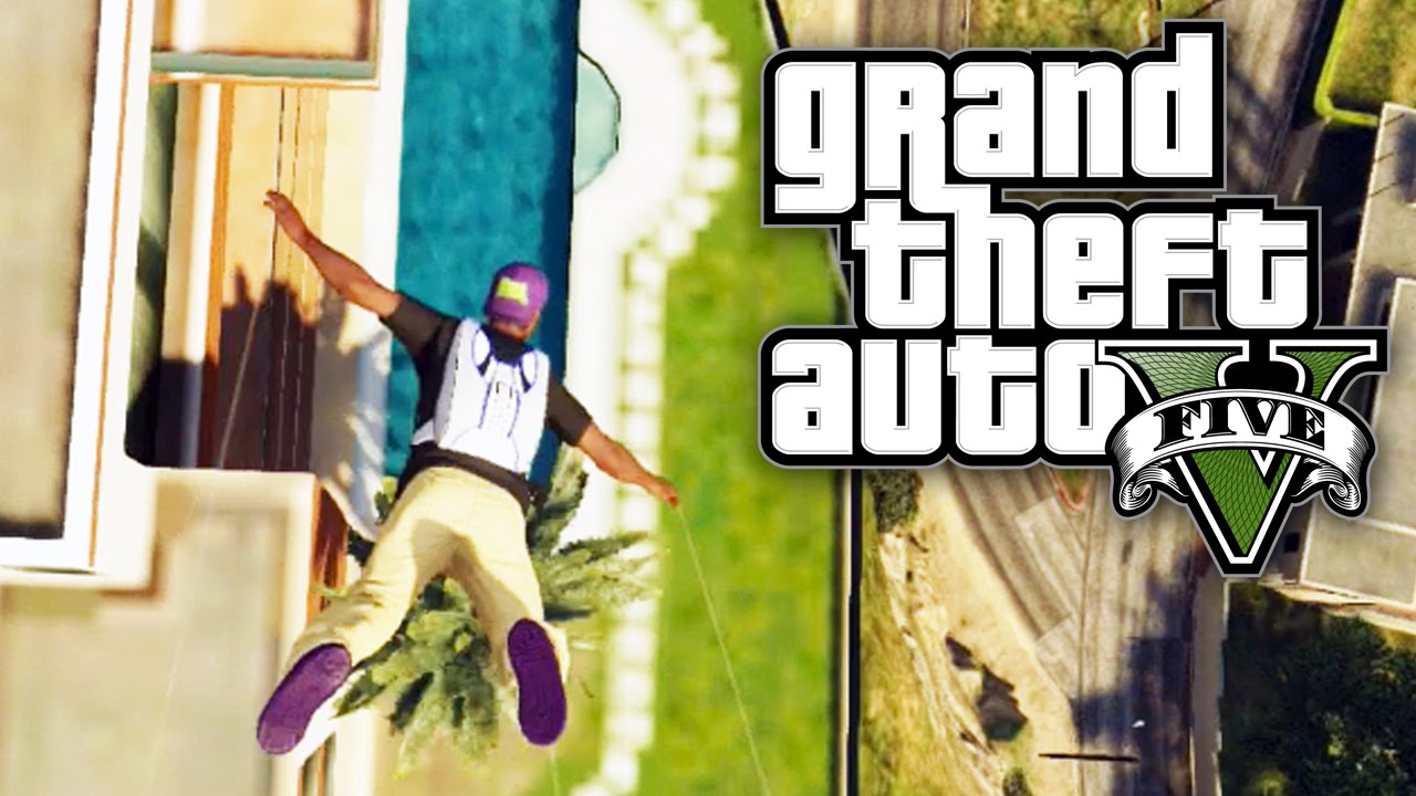 GTA 5 challenge - skydiving into people's pools! (GTA V online)