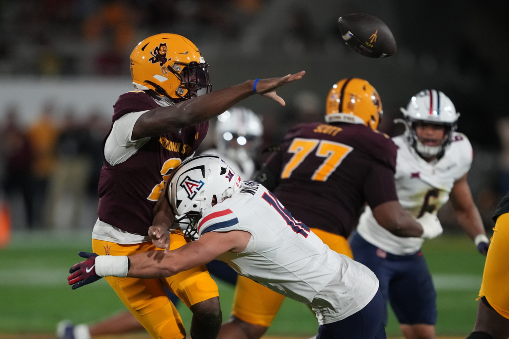 Arizona forces 5 turnovers, spoils rival Arizona State's Big 12 repeat ...