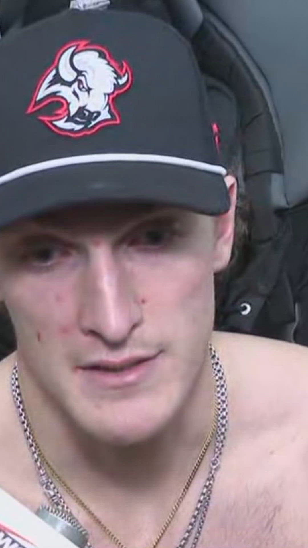Tage Thompson gives his reaction after the Sabres' 5-0 loss to the Devils